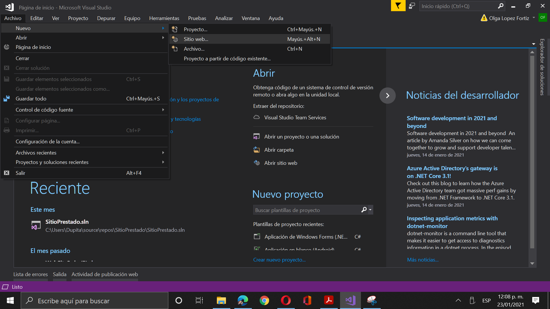 Unidad 1 Tema 2: Visual Studio para aplicaciones web. – Olga Fortiz